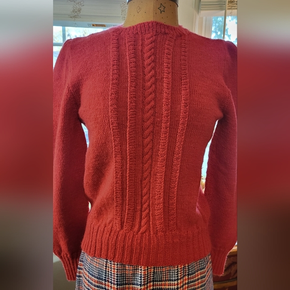 Handmade | Sweaters | Vintage Red Handmade Knit Sweater | Poshmark